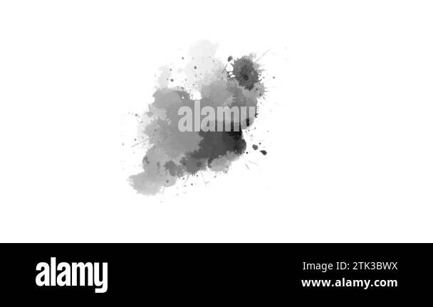 fluid ink splash transition on a white background. watercolor paint ...