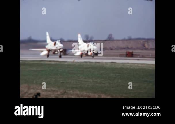 US Navy ground attack planes take off in rare original Cold War footage ...