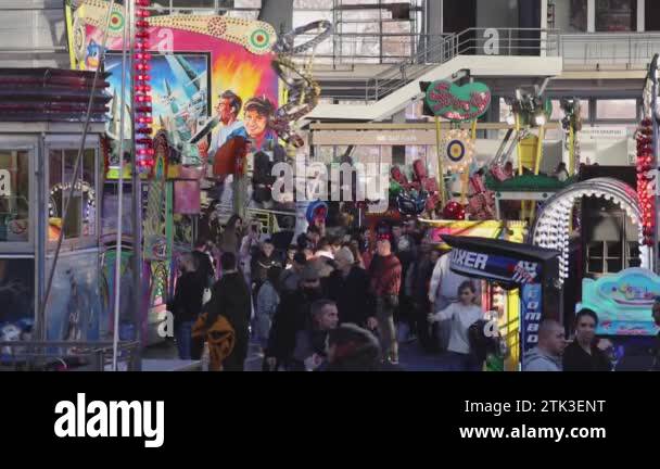 Belgrade, Serbia - December 25, 2022: Crowd of People at Amusement Park ...