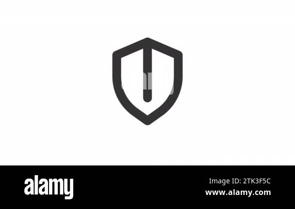 Animated shield line ui icon. Cybersecurity. Antivirus. Seamless loop HD video with alpha ...