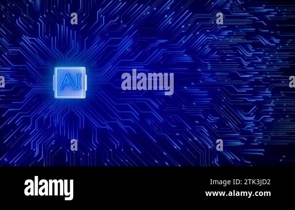 Circuit Board Copy Space, Dark Animation Computer, Data, Technology, Artificial Intelligence ...