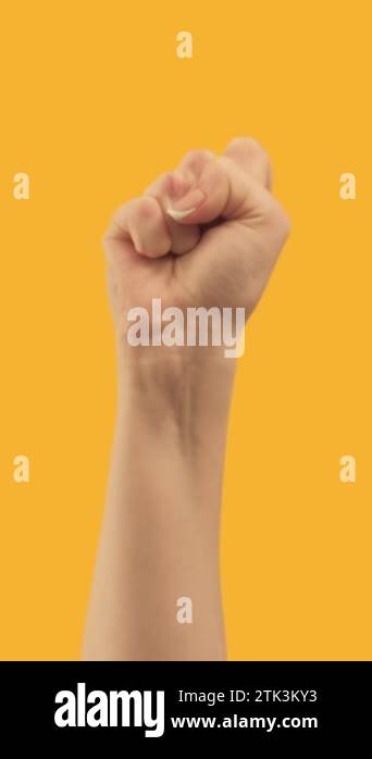 Vertical video. Knock hand. Freedom rights. Rebellion movement. Female ...