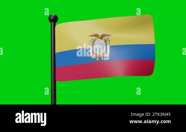 Ecuador Flag Waving Animation In The Wind on Green Screen With Luma ...