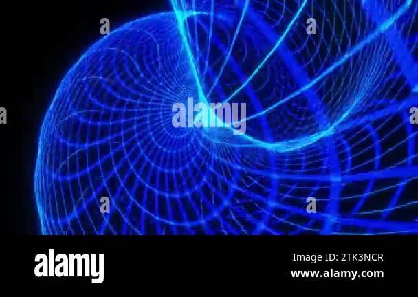 Looped animation of a spherical wireframe energy grid. Motion footage ...