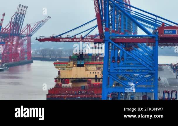 Cosco shipping container ship loading and unloading Stock Videos ...