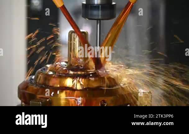 Close up scene the CNC milling machine cutting the shell mold parts ...