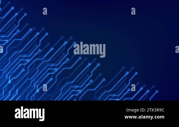 4k 3d Circuit Board With Moving Electrons Data Flow Loop Background Animation Artificial