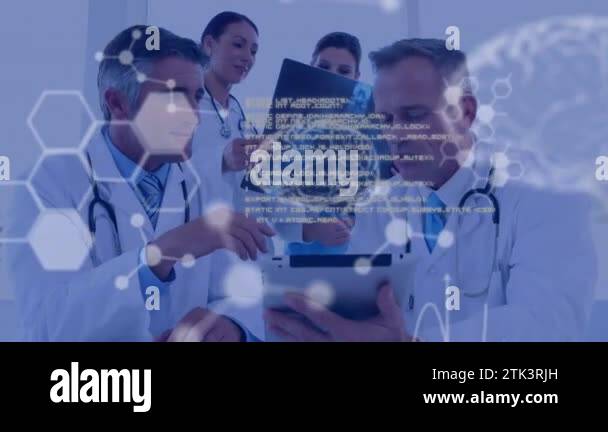 Animation Of Brains Molecule Structures Computer Language Diverse Doctors Analyzing Reports
