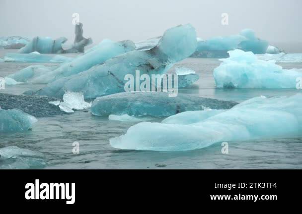 Blue Iceberg in Foggy Glacier Lagoon, Pure Icelandic Nature. Beautiful ...