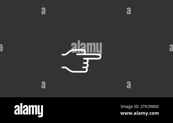Animated click white line icon. Choose option. Index finger pointing ...