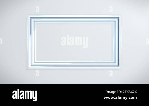 3 concentric frames on the white wall with blue shadow light effect ...