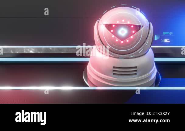 Futuristic security CCTV camera with Motion sensor. Scan the area for ...