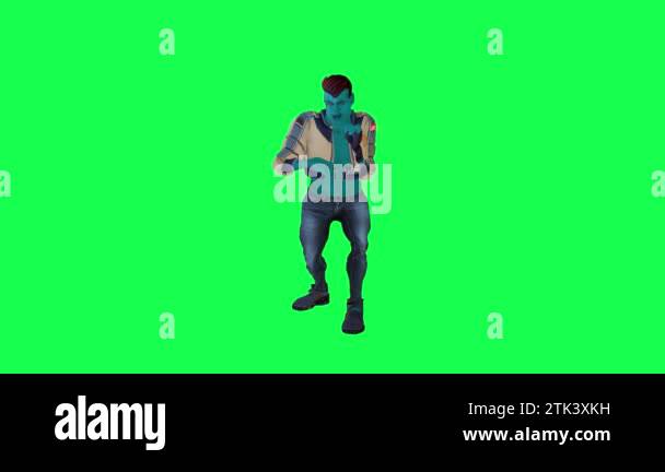 Blue giant animated artist rapping from opposite angle on green screen ...