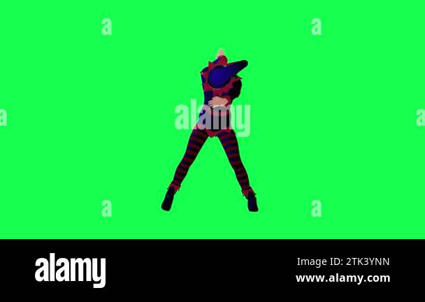 3D animated New Year party elf dancing and cheering from front angle on ...