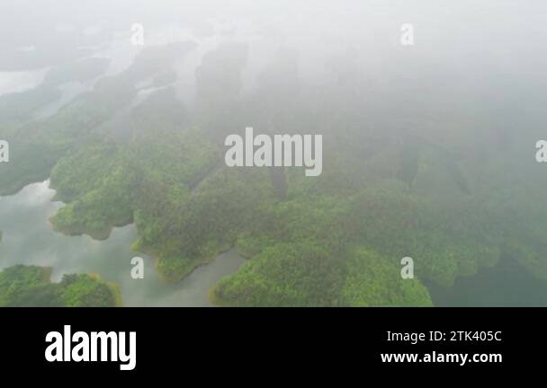 Aerial view of Ta Dung lake in early morning, which is as known as Ha ...