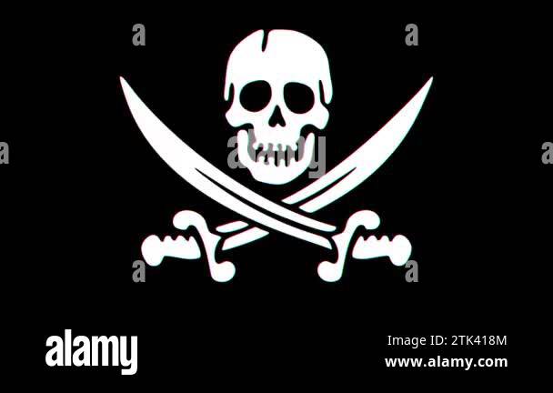 Animated Jolly Roger sign. Glitch effect. Alpha channel. Looped ...
