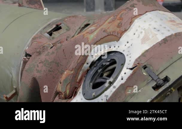 Parts of a tactical ballistic missile, OTR-21. Destroyed Russian ...