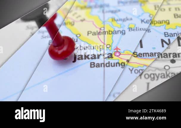 A Elegant Slide Animation of Jakarta Push Pin Pointing Geographic Area ...
