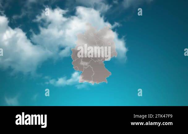 germany country map with zoom in Realistic Clouds Fly Through. camera ...