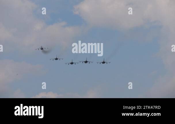 Ghedi Italy SEPTEMBER, 8, 2022 Military fighter jet airplanes break the ...