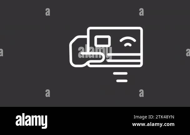 Animated card pay line icon. Digital banking technology. Money saving ...