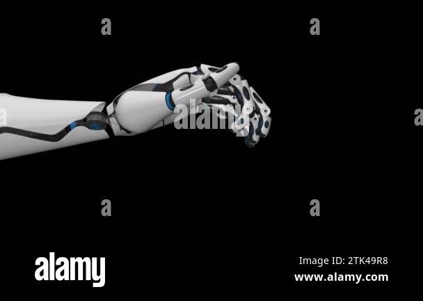 White human-shaped robot hand indicating to the right side with its ...