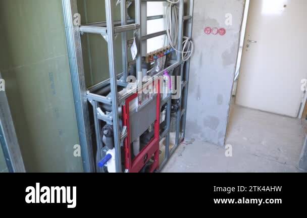 Construction site, installation of a sanitary system - modular ...