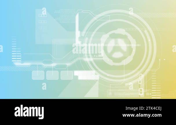 Animation of interface with data processing against blue and yellow ...