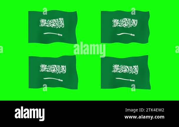 Saudi Arabia Waving Flag 2D Animation on Green Screen Background ...