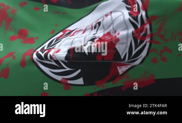 Flag of Anonymous organization hacker group with blood and words ...