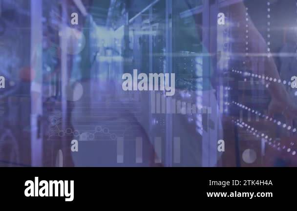 Animation of diverse data in blue space. Global business global global ...