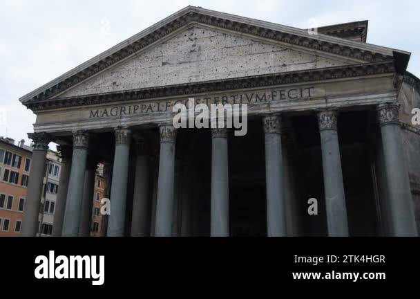 Front view of famous Pantheon monument in Rome, Italy landmarks ...