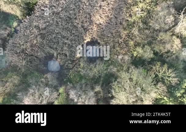Puddle swamp dig spade worker man drone aerial puddle protection ...