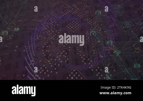 Animation Of Qr Code Multiple Symbols Connected Icons And