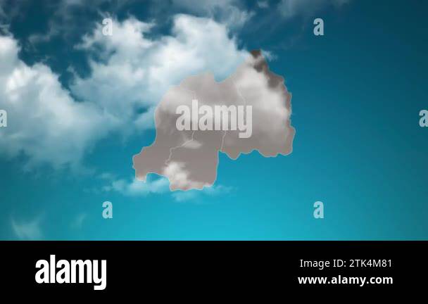 rwanda country map with zoom in Realistic Clouds Fly Through. camera ...