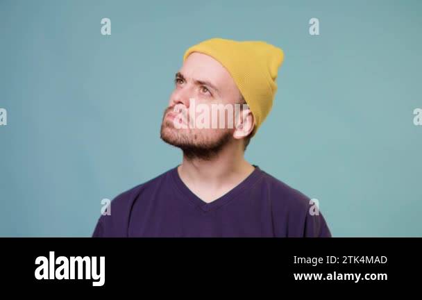 Worried contemplative Thinking face expressions. Handsome male model ...