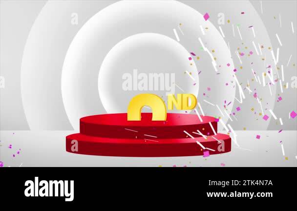 Second position 3d rendered podium 4k animation with red stage and ...