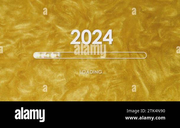 Loading 2024 Happy New Year golden progress bar.Progress bar loading as ...