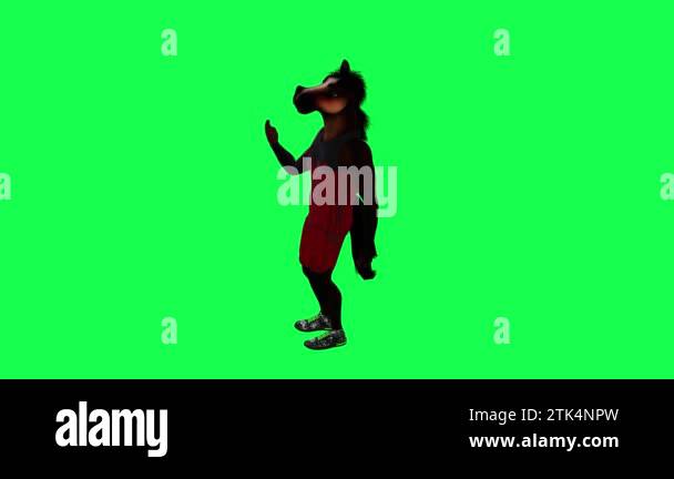3D talking brown animated horse in red tracksuit waiting in heat ...