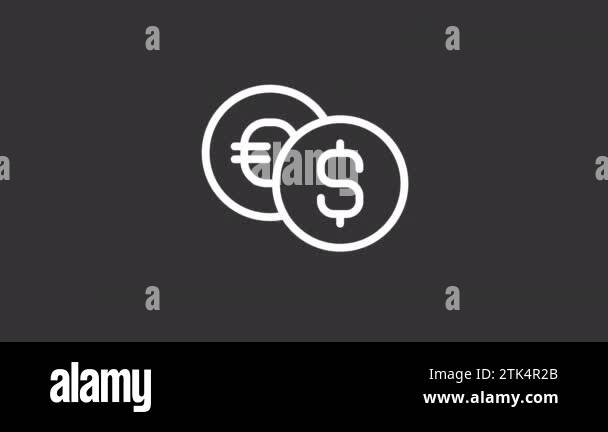 Animated exchange white line icon. Operations with currencies ...