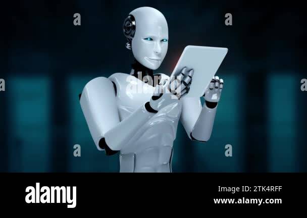 Robot hominoid using tablet computer for big data analytic using AI thinking brain , artificial ...