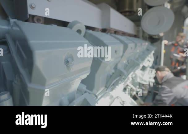 Industrial diesel generator inside. Diesel generator set. Modern ...