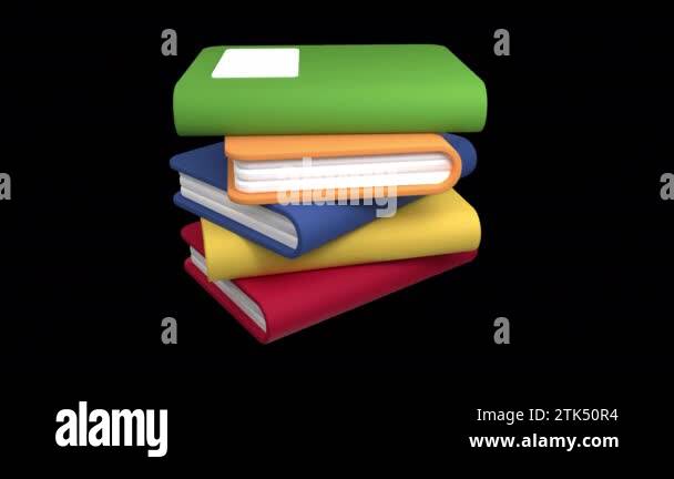 Rotating books animation. Stack of books. Stack of books rotating ...