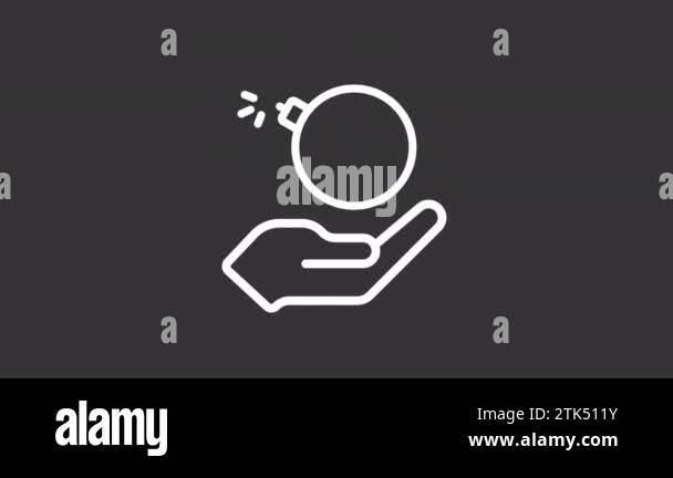 Animated bomb white line icon. Explosive materials. Terrorism danger ...