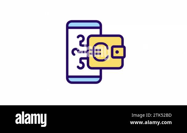 Animated virtual wallet color icon. Safe transaction online. Banking service. Seamless loop HD ...