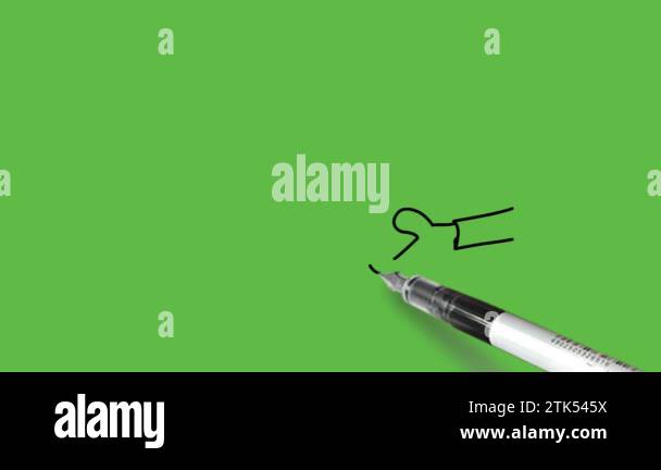 draw human hands hold cuboid box with black outline on abstract green ...