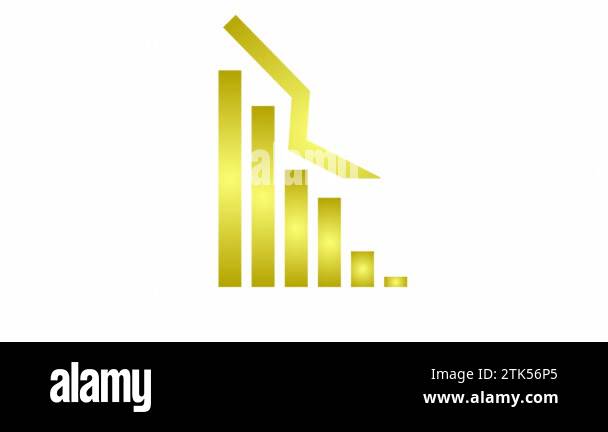 Animated golden recession chart of financial decline with a trend line ...