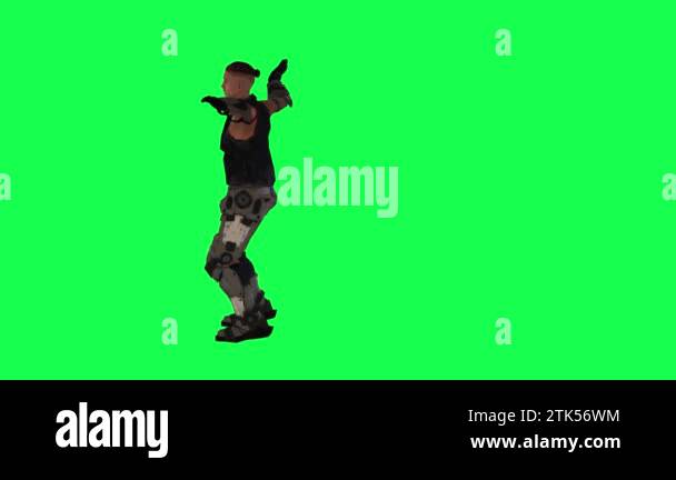 Military warrior man dancing and cheering after victory from right ...