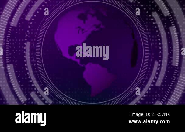 Globe planet Earth rotating around an axis. Circular HUD elements ...