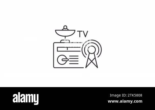 Animated broadcast linear icon. TV and radio translation. Communication ...